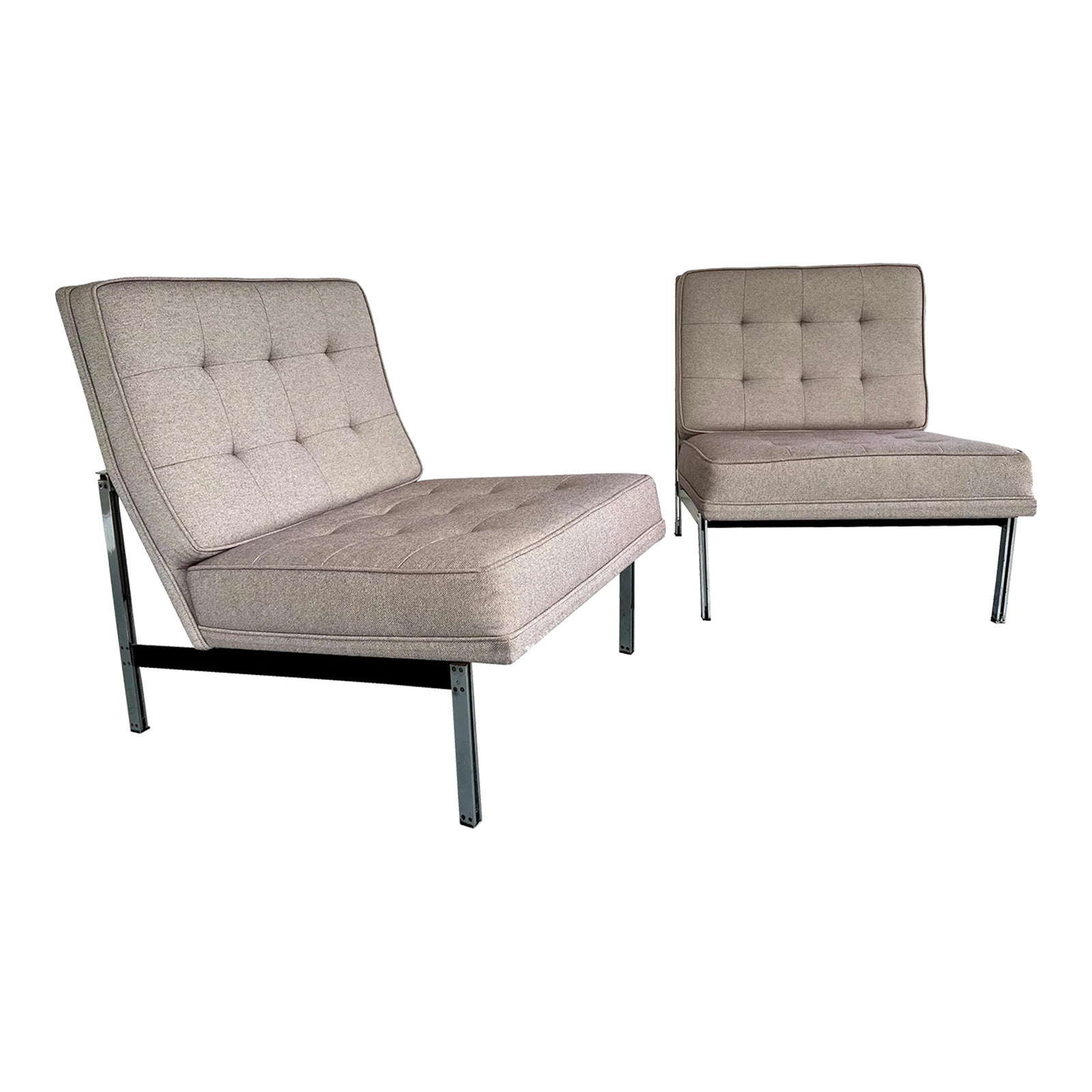 1950s Pair of Florence Knoll Parallel Bar Chairs for Knoll | Chairish