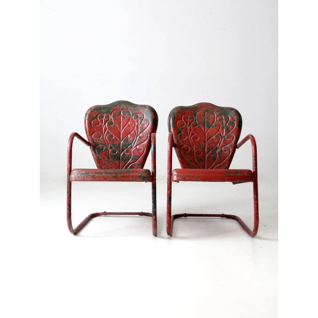 Mid Century Metal Bouncer Patio Lounge Chairs Pair | Chairish