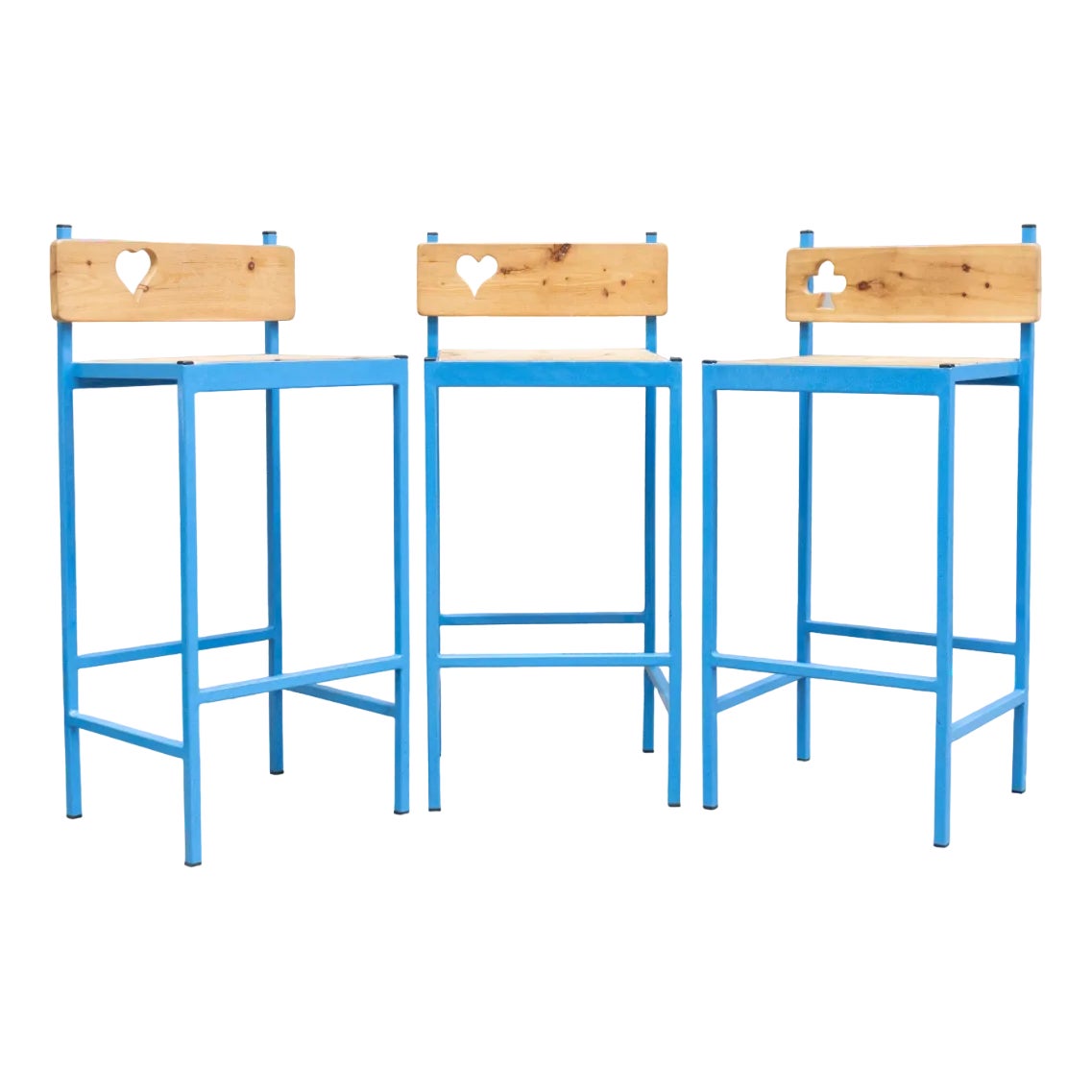 Vintage Blue Stools, 2010s, Set of 3 | Chairish