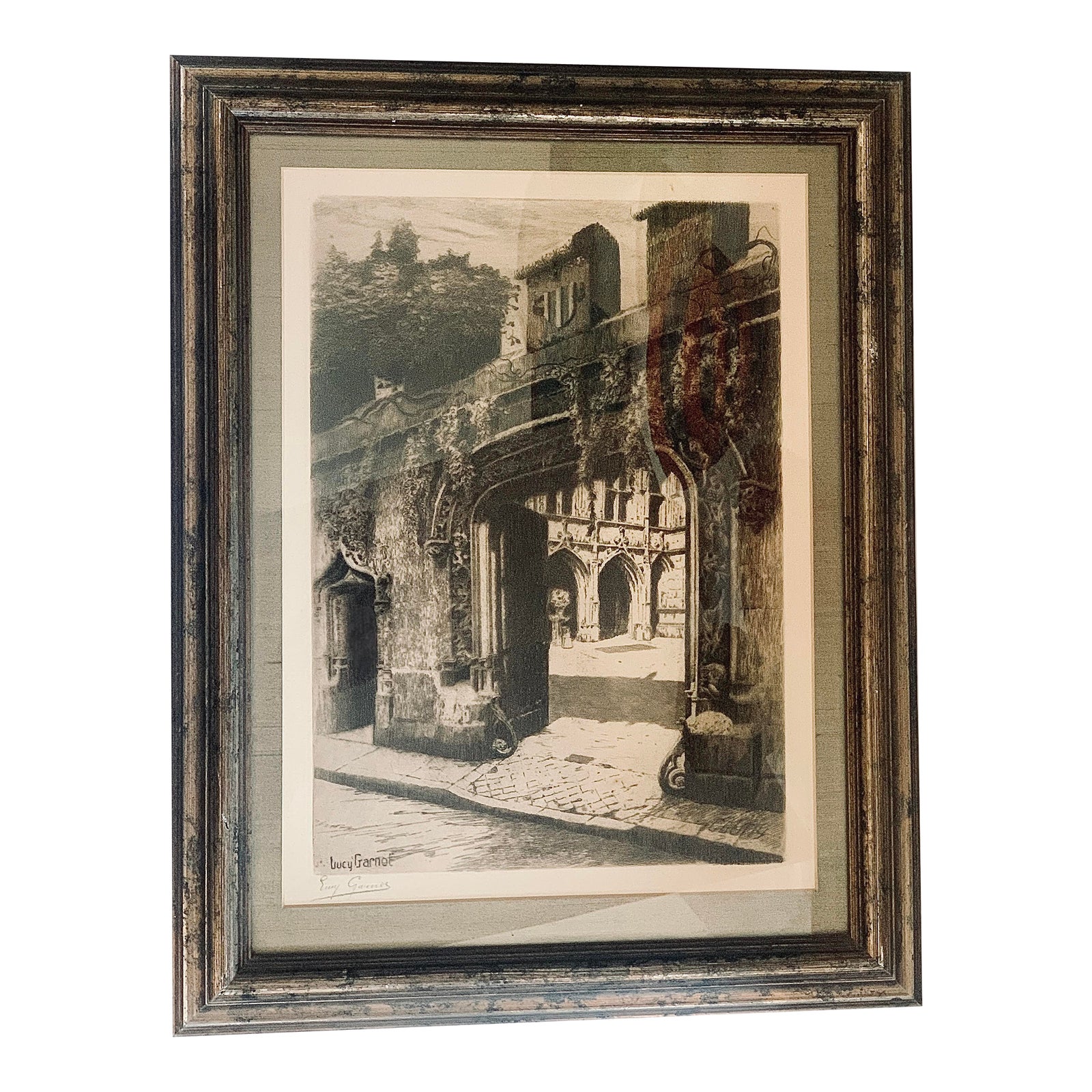 Antique 1920s Architectural Etching ‘archway By French Artist Lucy Garnot Signed And Framed