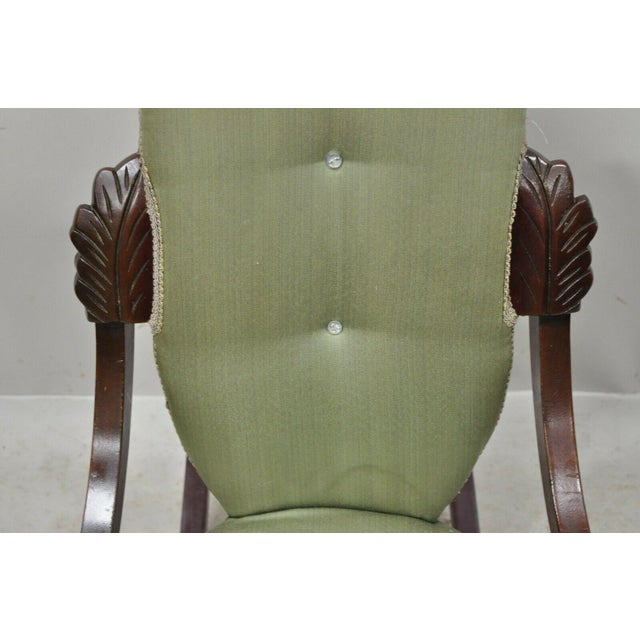 Vintage Victorian Small Mahogany Green Rocking Chair Rocker | Chairish