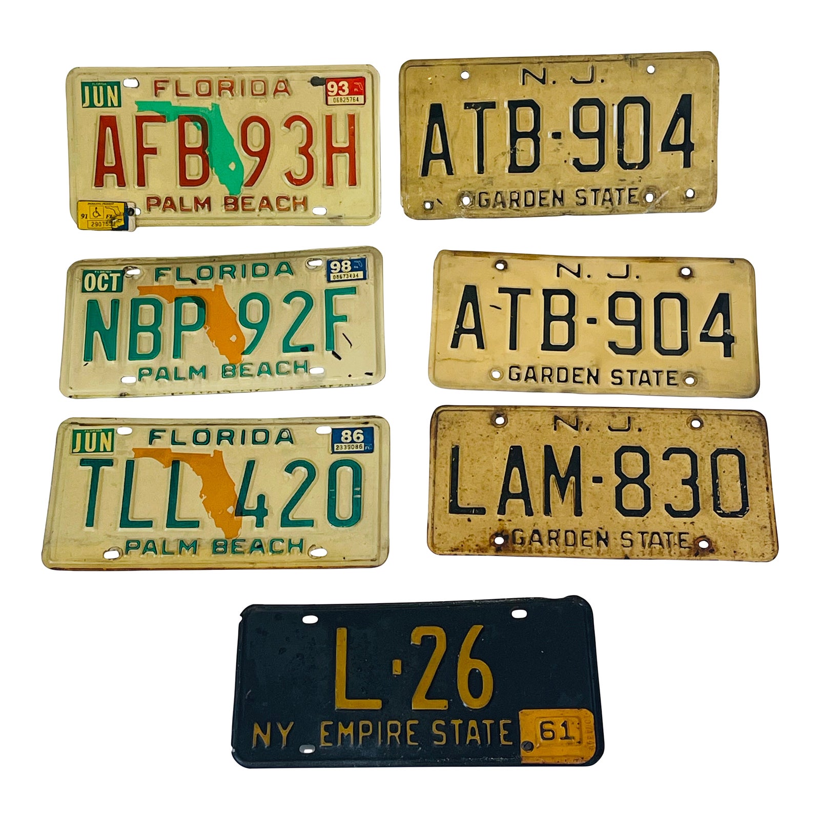 7 Vintage Ny, Nj, Fl License Plates Collectible | Chairish