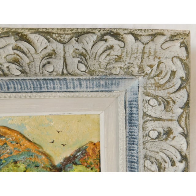 Pair Vintage Mid Century Raised Paper Mache Landscape Painting on Board ...