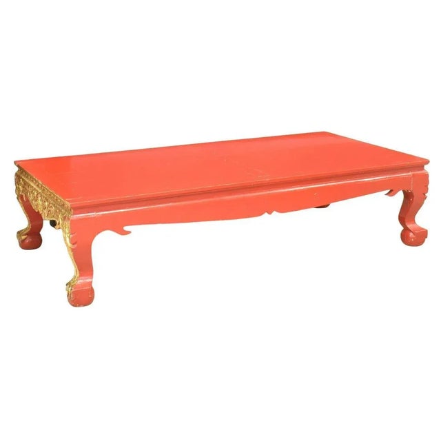 Thai Parcel Gilt and Red Lacquered Low Table | Chairish