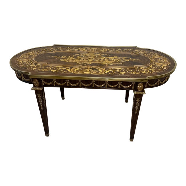 1980s Louis XV Marquetry Coffee Table Cocktail Table | Chairish
