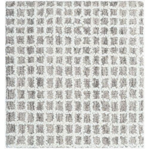 Hand Tufted Textured Grid Gray & White Wool Rug - 5'0 X 7'6 | Chairish