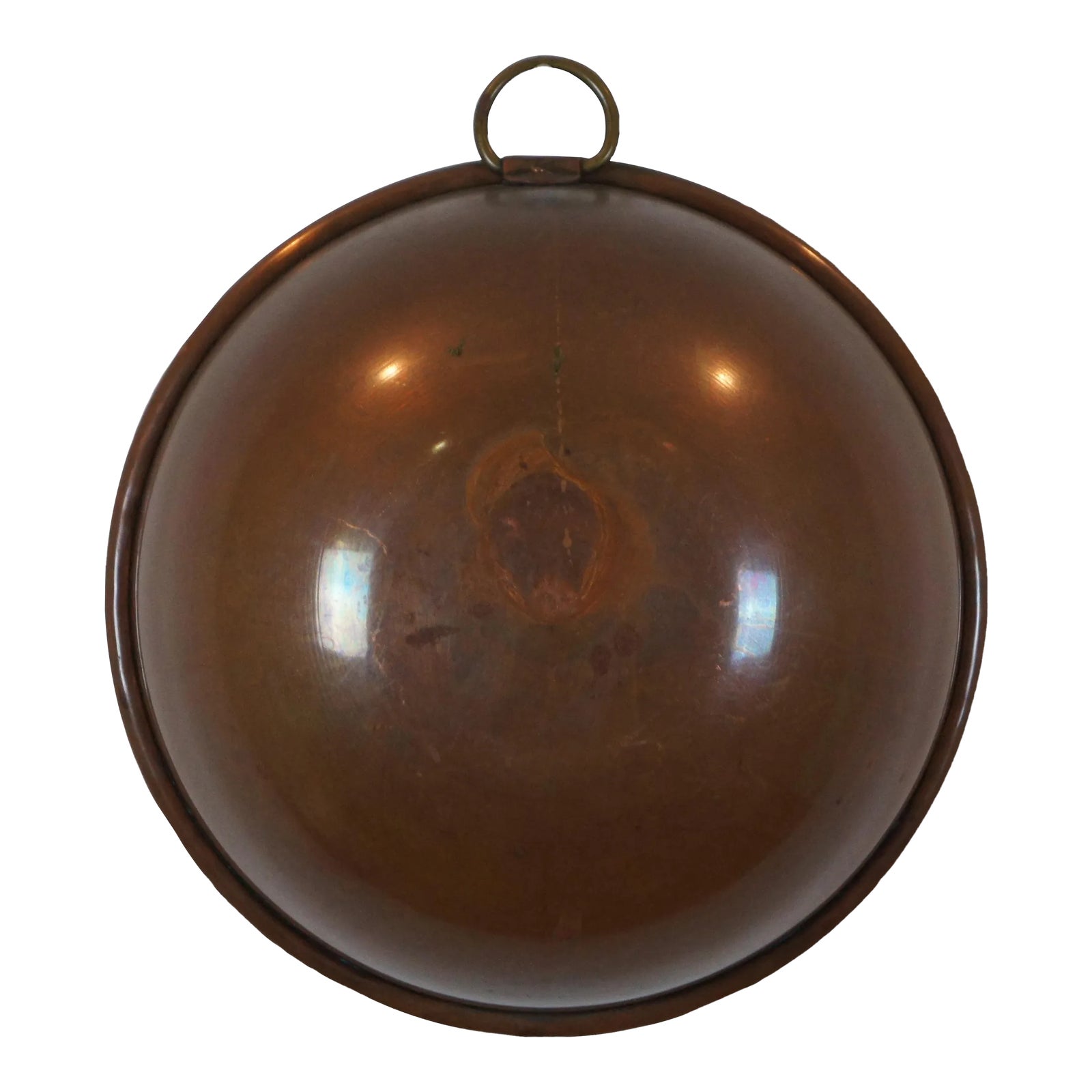 Vintage Spun Copper Farmhouse Mixing Bowl Rolled Edge With Brass ...