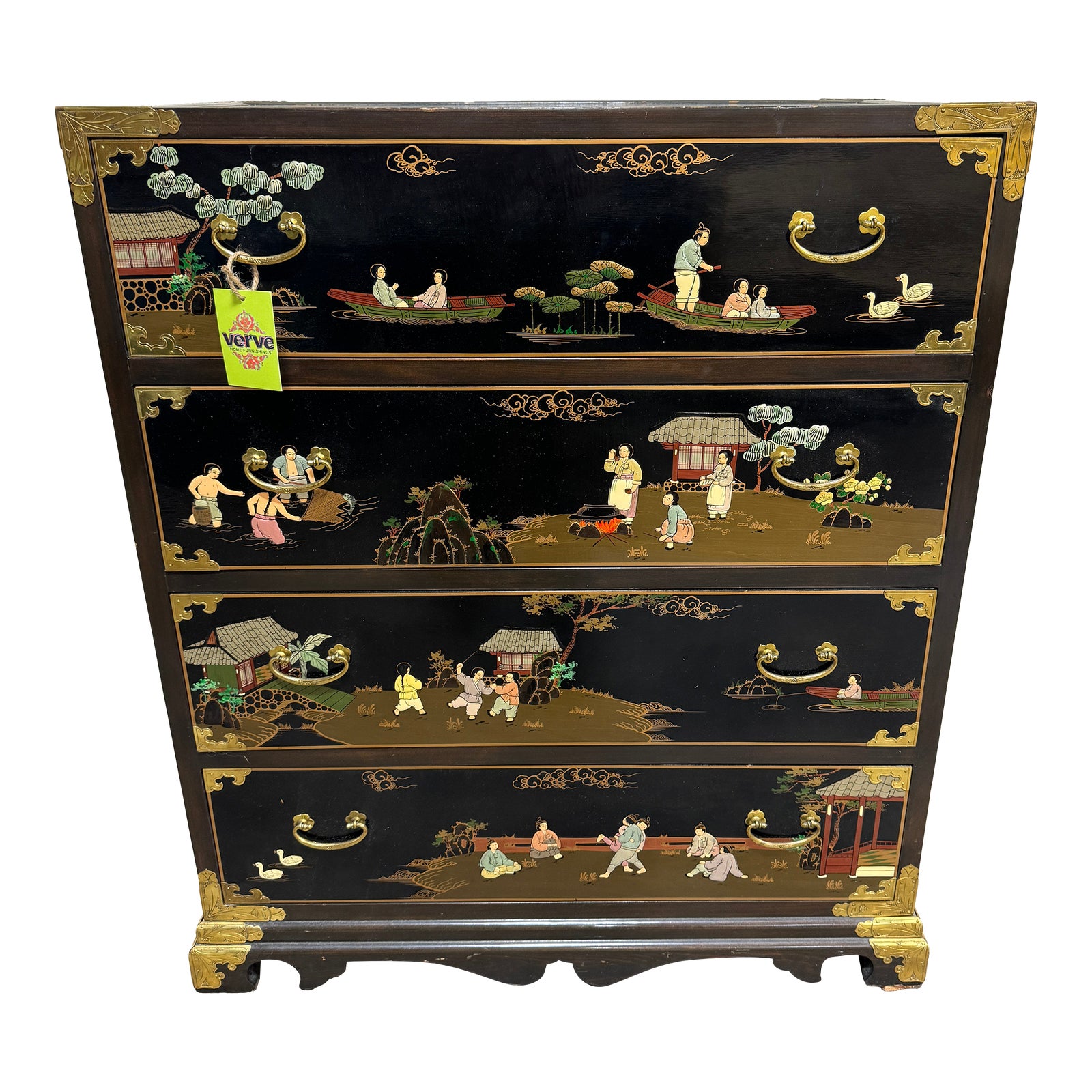 Vintage Chinoiserie 4 Drawer Chest | Chairish