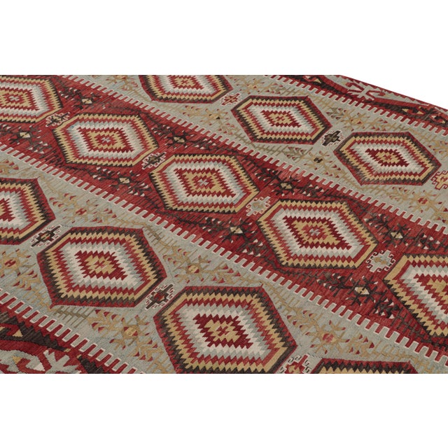 Vintage Mid-Century Esme Green-Blue and Red Wool Rug – Vibrant & Earth ...