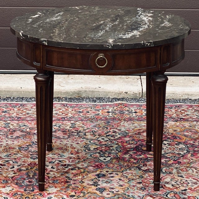 Vintage Drexel French Louis XVI Round Side Table With Marble Top ...