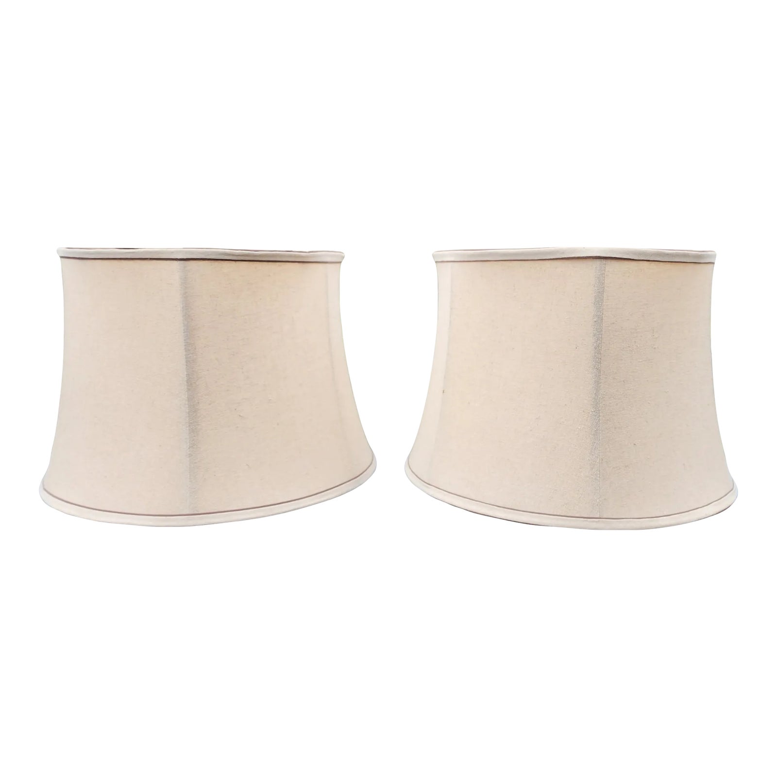 Vintage Traditional Natural Lamp Shades in Cream Trimmed With Brown ...