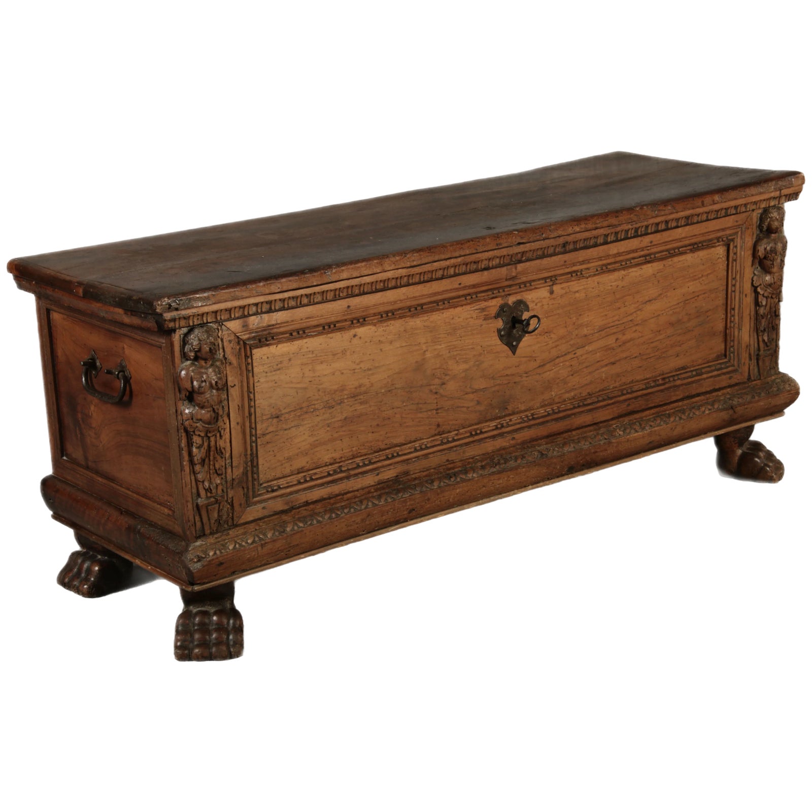 Antique Italian Cassone Renaissance Chest in Walnut, 1700 | Chairish