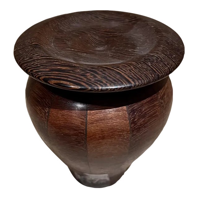 1970s Sculptural Exotic Wood Vessel Lidded Jar | Chairish