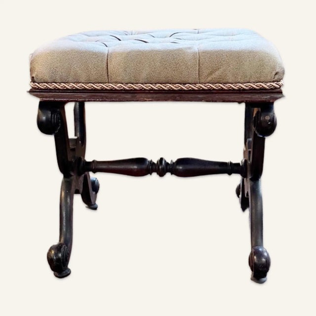 Circa 1820s American Empire Tufted Stool | Chairish