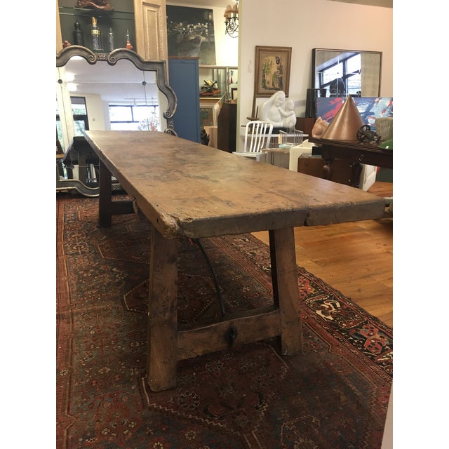 Rustic Refectory Table With Scroll Metal Iron Details & Accents | Chairish