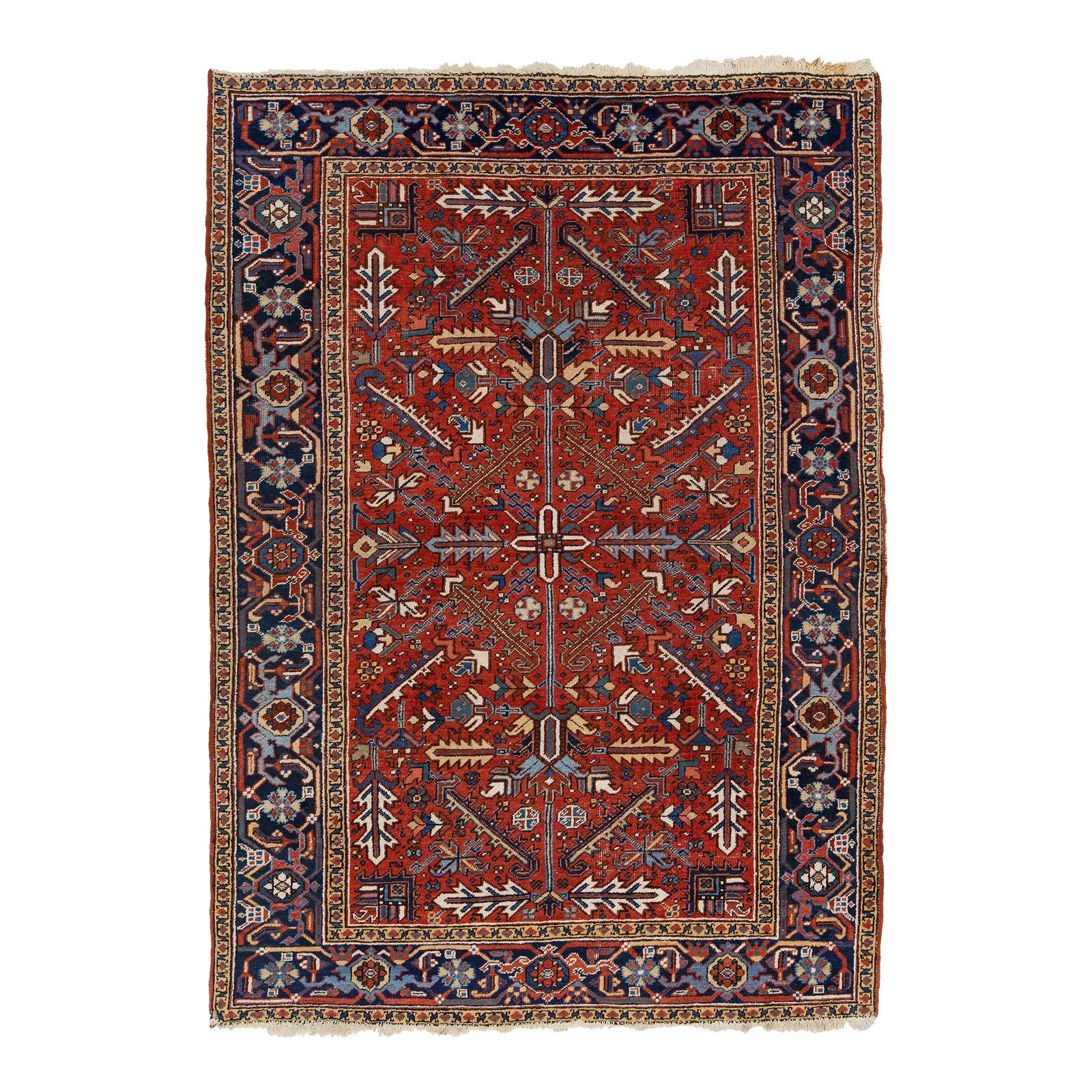 Allover Designed Hand-Knotted Persian Heriz Wool Rug Handmade in Red ...