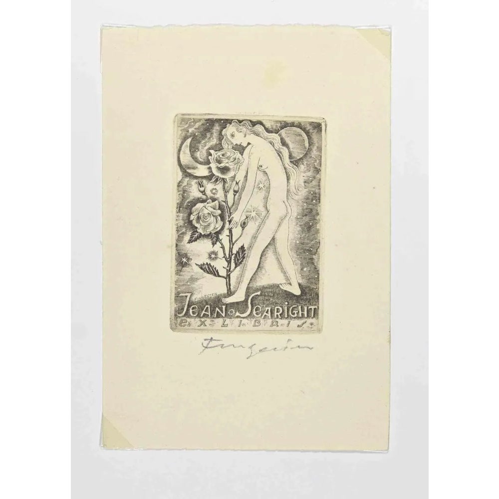 Michel Fingesten, Ex Libris Jean Searight, Etching, 1930s | Chairish