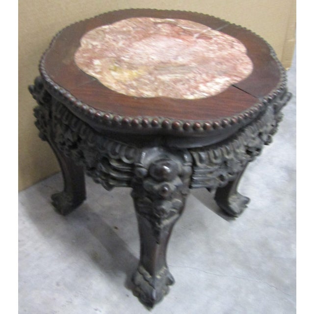 Antique Chinese Carved Rosewood Pedestal Table Plant Stand, the Four ...