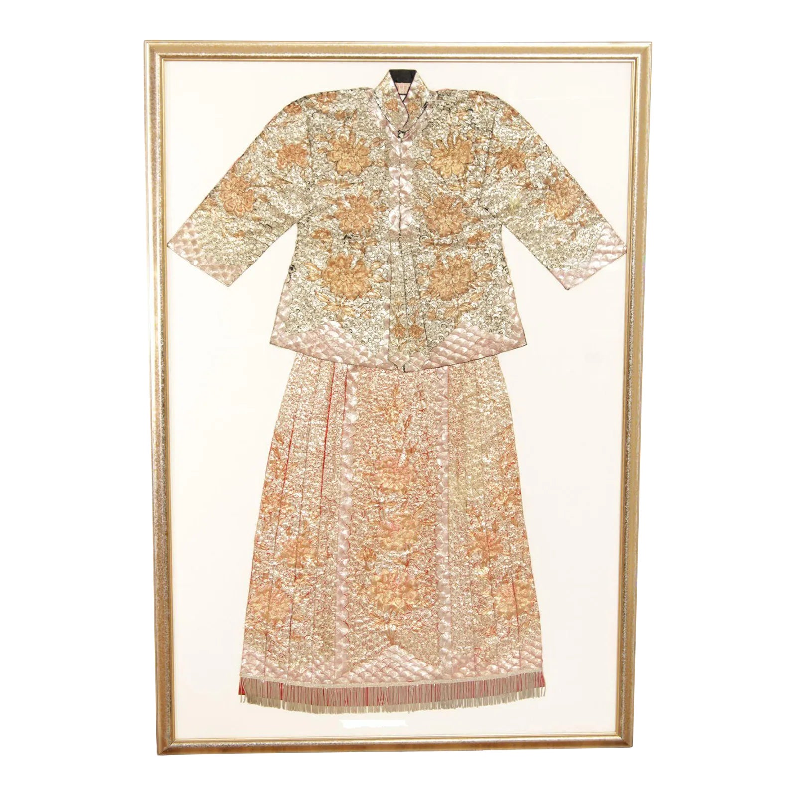 Vintage Wong Chow Hand Embroidered Framed Asian Robe | Chairish
