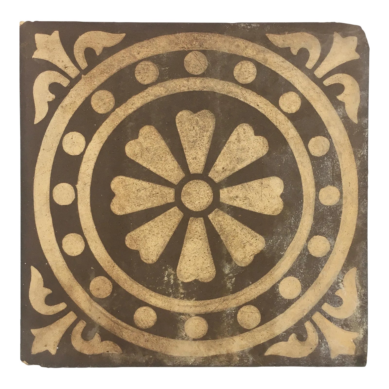 19th Century Encaustic Gothic Revival Tile - 2 of 2 | Chairish