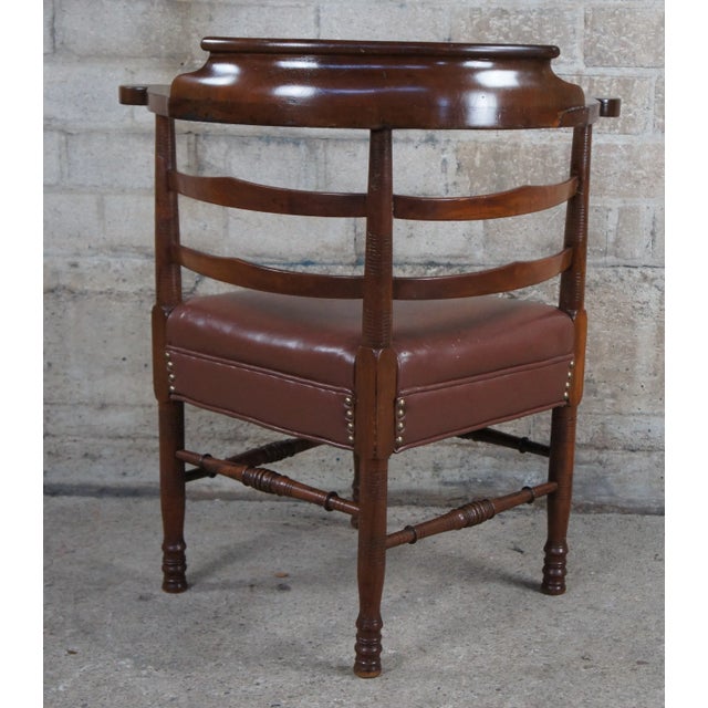 Antique English Country Mahogany Ladderback Roundabout Corner Arm Chair ...