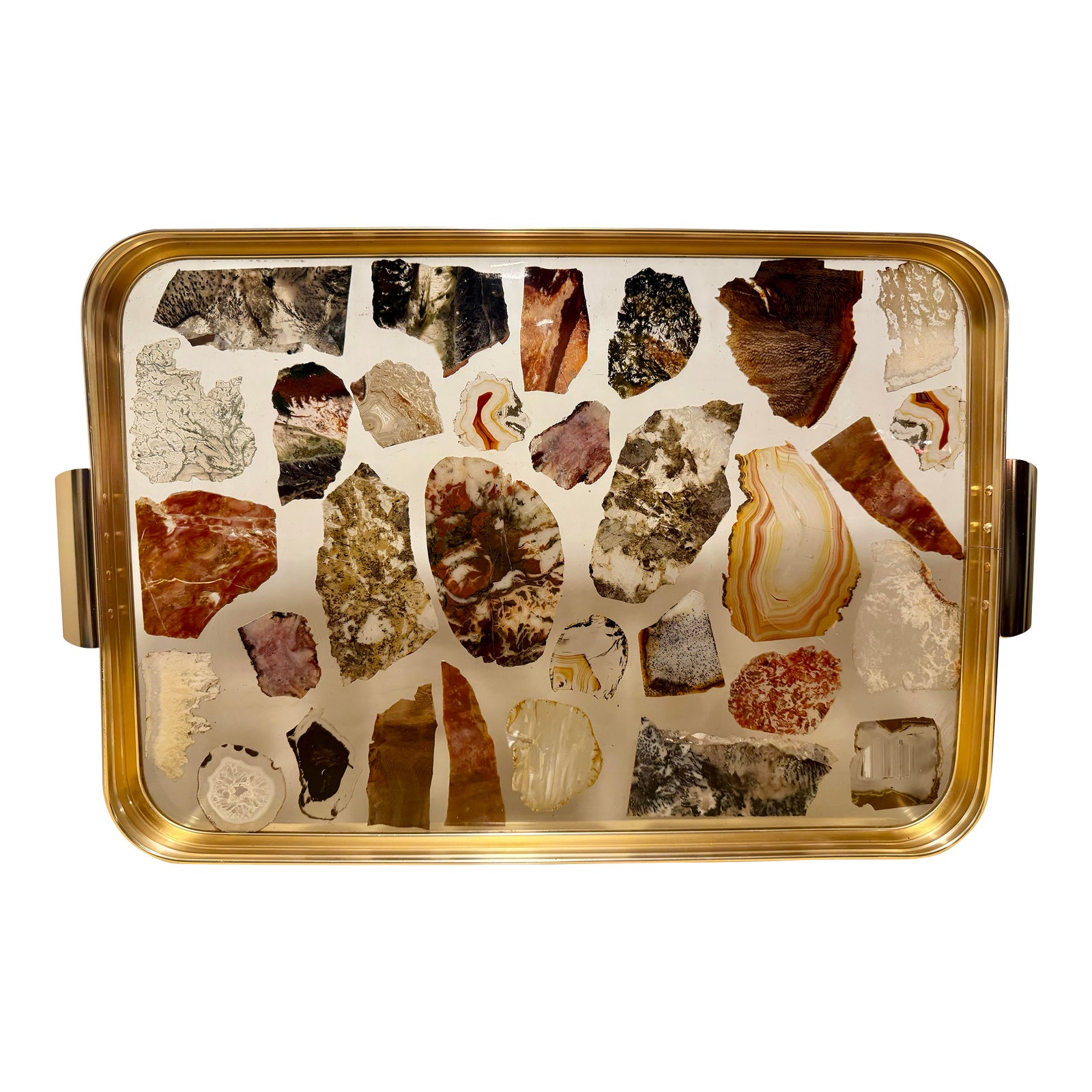 Mid-Century Modern Italian Mineral Specimen Serving Tray | Chairish