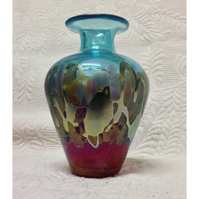1990s Iridescent Robert Held Art Glass Bud Vase Chairish