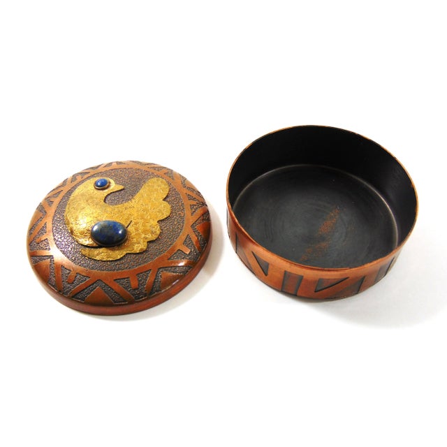 Vintage Handmade Brass and Copper Trinket Box Chile Lapis Bird by T ...