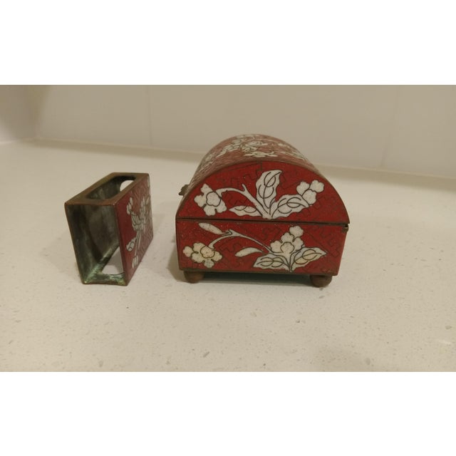 1990s Lidded Cloisonné Box With Match Box | Chairish