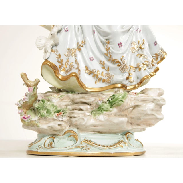 Mid 20th Century Rococo Style Ladies with Dove Porcelain Figurines ...