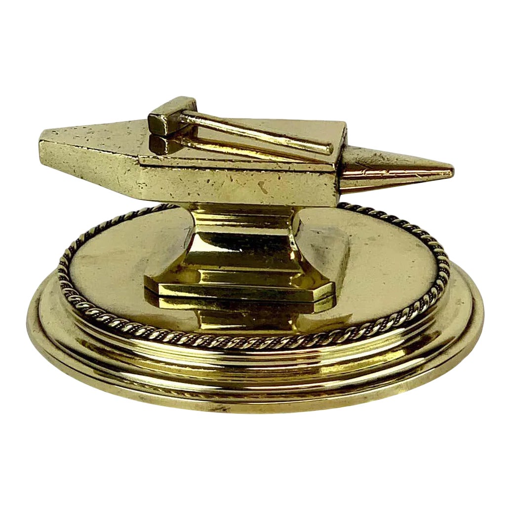 19th Century Antique English Brass Anvil Matchstrike | Chairish