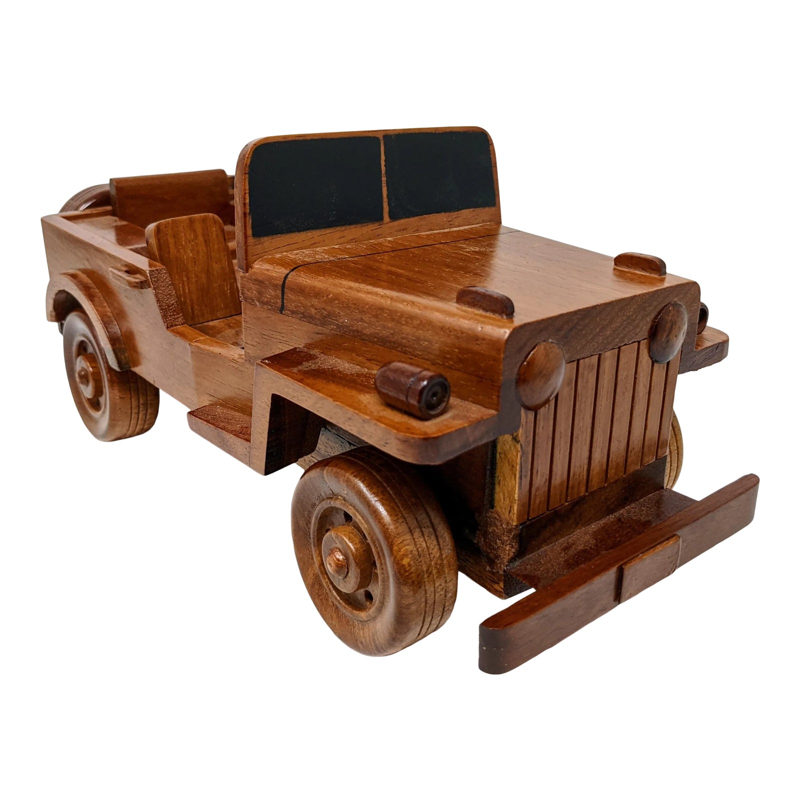 Handcrafted Wood Jeep Model | Chairish
