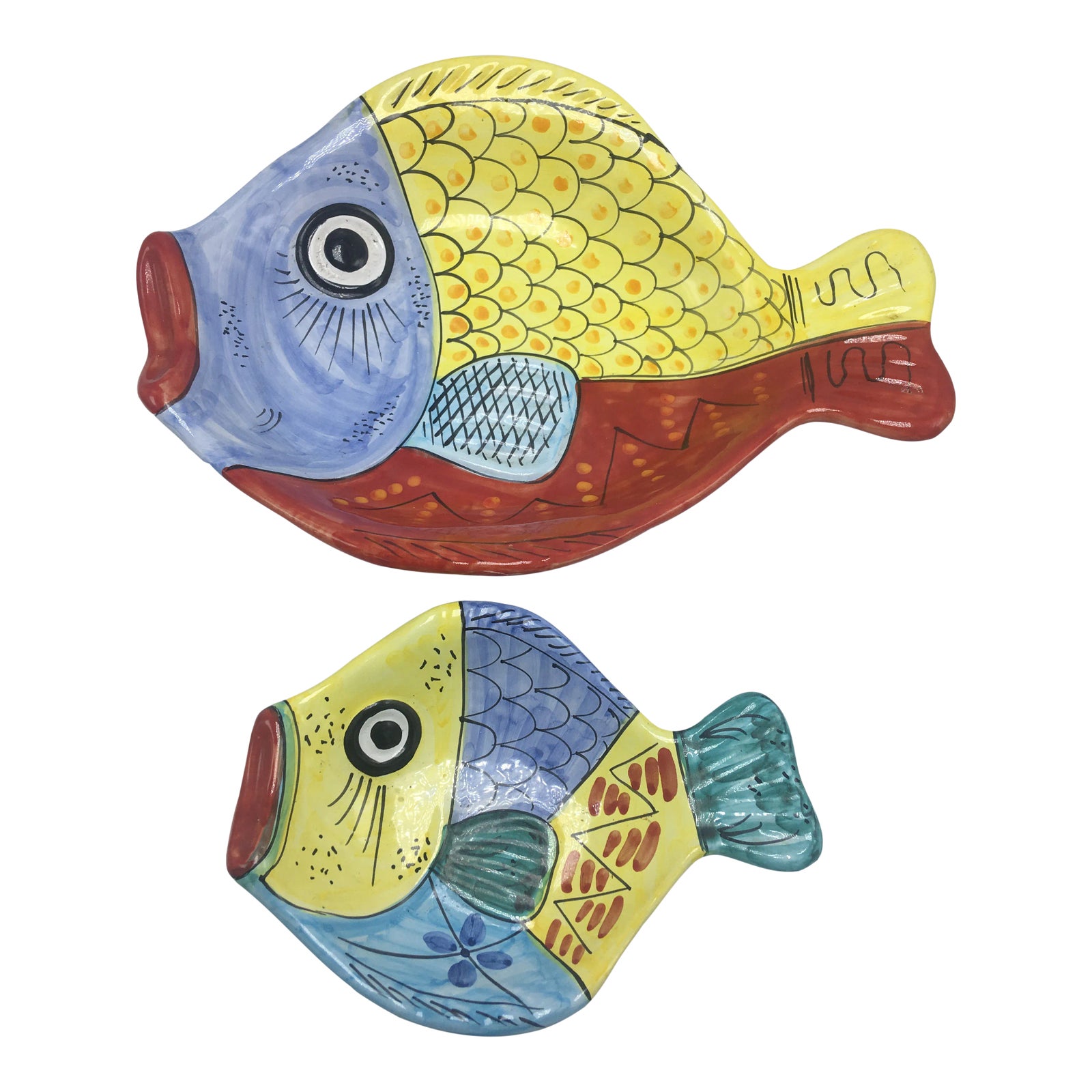 1990s Italian Glazed Terra-Cotta Fish, a Pair | Chairish