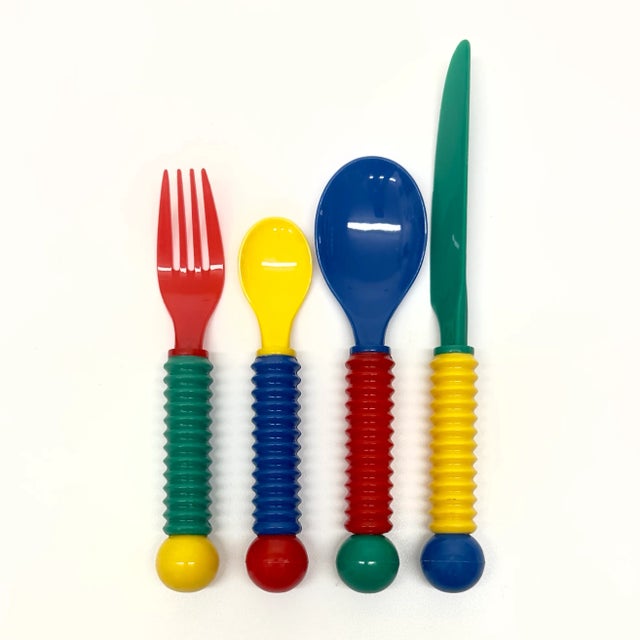 1980s Colorful Memphis Style Acrylic Flatware - Place Settings for 8 / ...