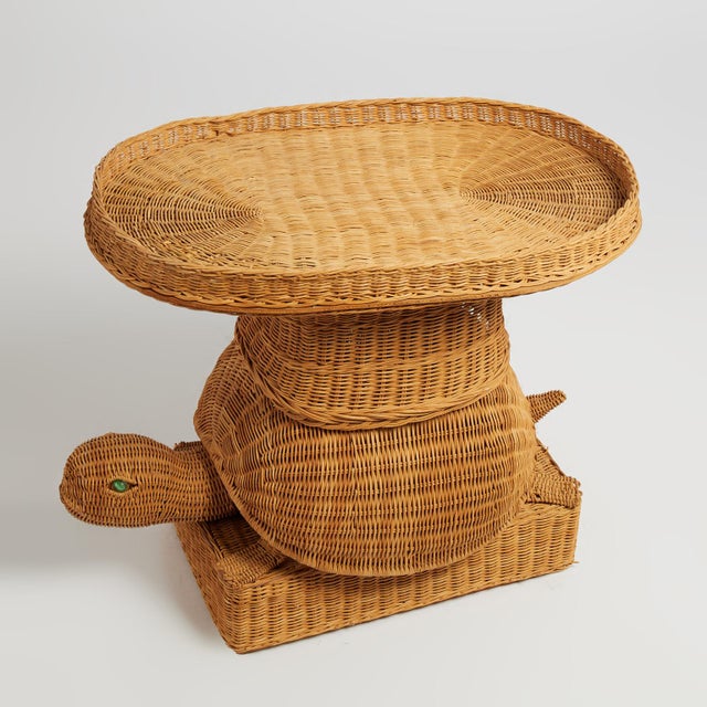 Vintage Italian Wicker Turtle Stand or Table | Chairish