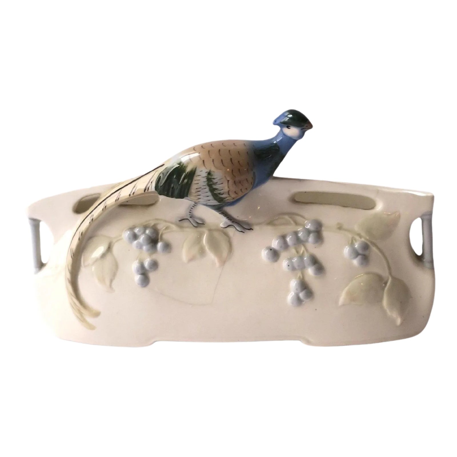 Peacock or Pheasant Bird Desk Letter Mail Holder | Chairish