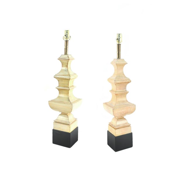 Wood Chess Piece Column Table Lamps - a Pair | Chairish