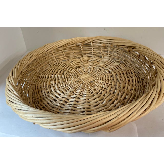 Vintage Wicker Large Round Tray Basket | Chairish