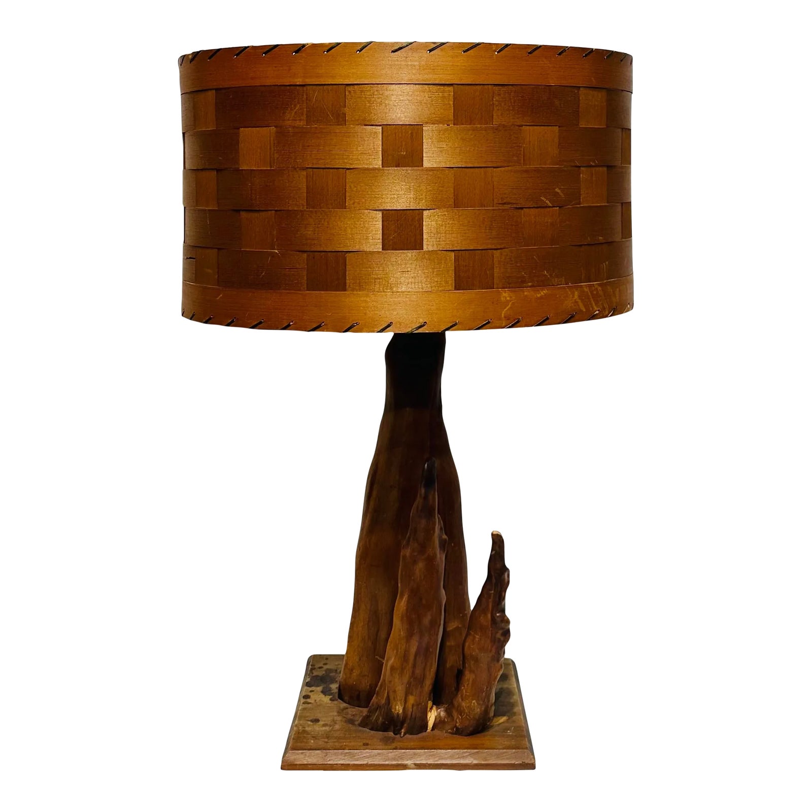 Mid 20th Century Vintage Cypress Tree “Knee” Table Lamp | Chairish