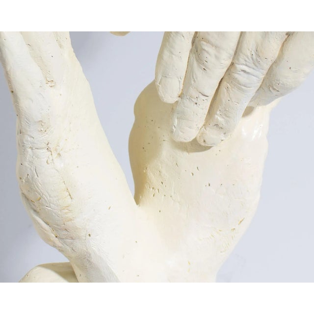 Paul Haskin Signed Plaster Sculpture of Hands | Chairish
