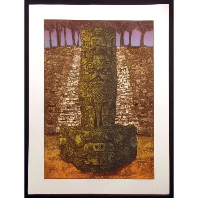 Dean Meeker Copan Original Signed Intaglio Collagraph Artwork | Chairish