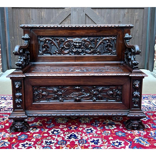 Antique Italian Bench Settee Entry Hall Bench Renaissance Revival ...