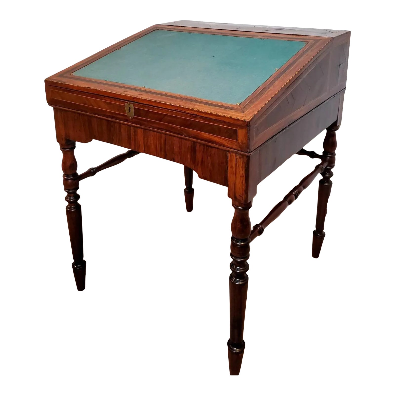 Scarce Antique Slant-Front Mahogany Inlaid Drafting Desk Architect's ...