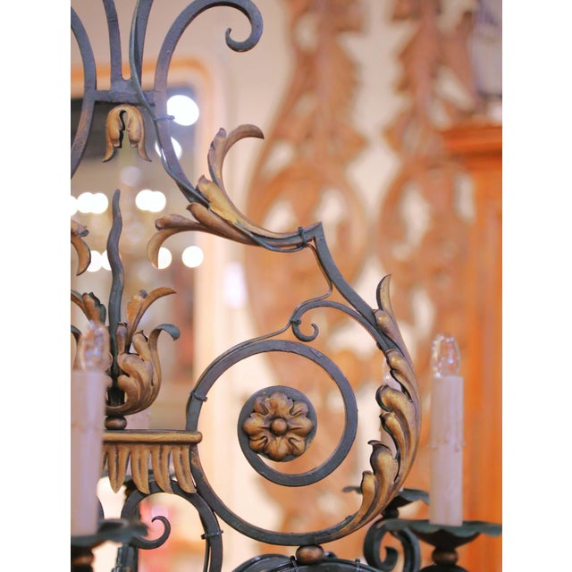 Early 20th Century French Louis XV Verdigris and Gilt Iron 8-Light ...