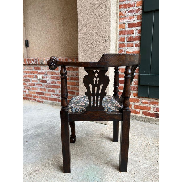 19th Century Antique English Corner Arm Chair Carved Oak Renaissance ...