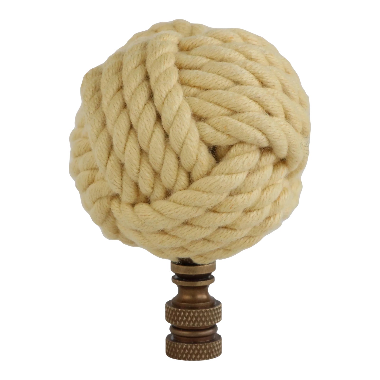 Nautical Knot Lamp Finial in Butter Yellow on Bronze Hardware | Chairish