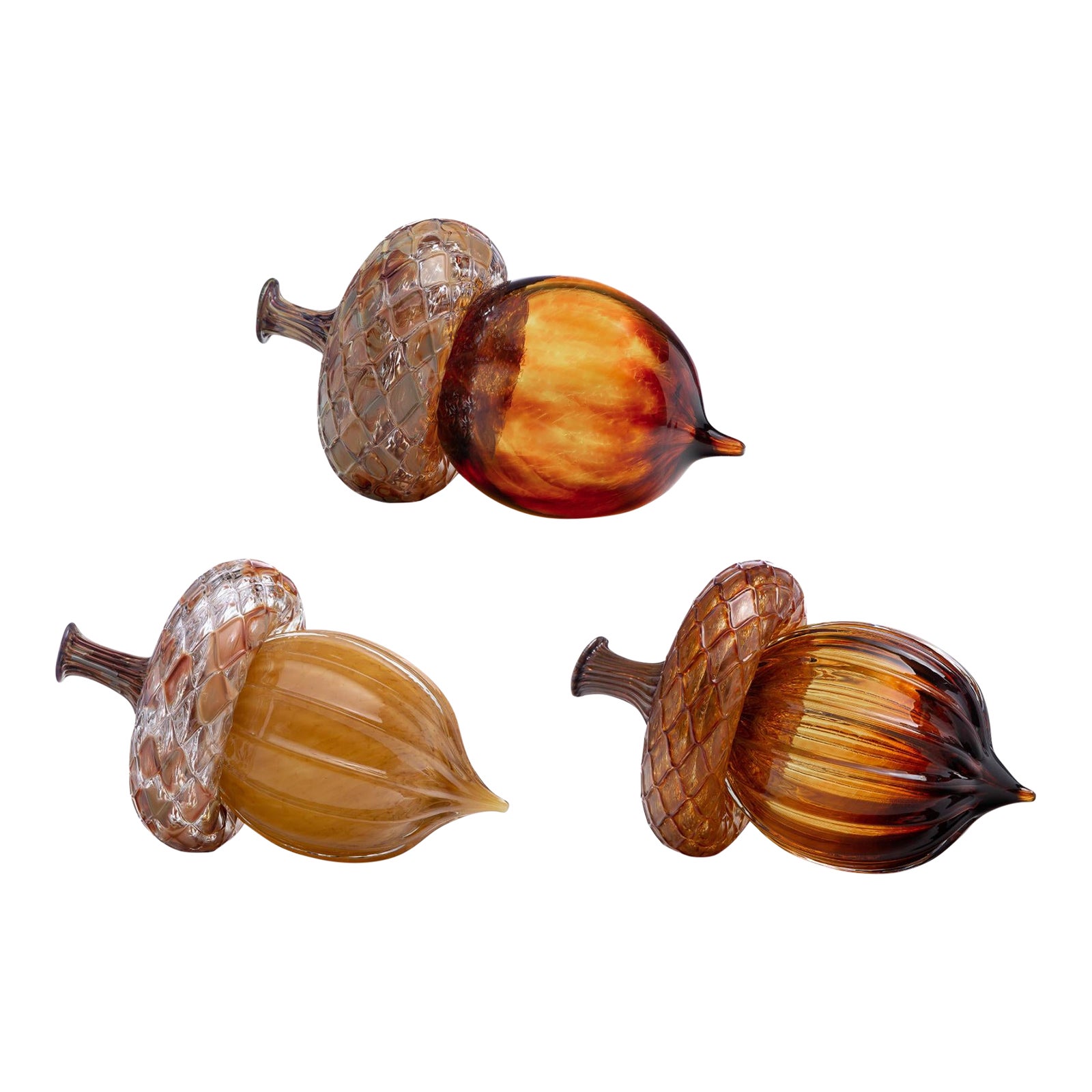 Handmade Glass Acorns, Assorted Set of 3 | Chairish