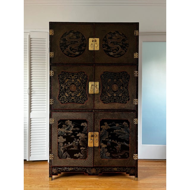 1910s Chinese Storage Cabinet With Intricate Detailing | Chairish