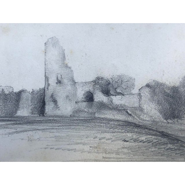 19th Century English Graphite Landscape Drawing of Pevensey Castle ...