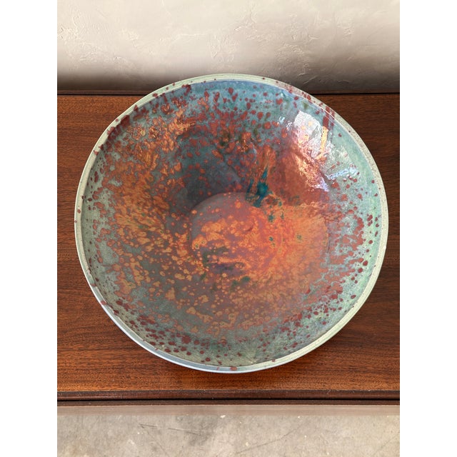 Large Mark Hines Raku Centerpiece Bowl | Chairish
